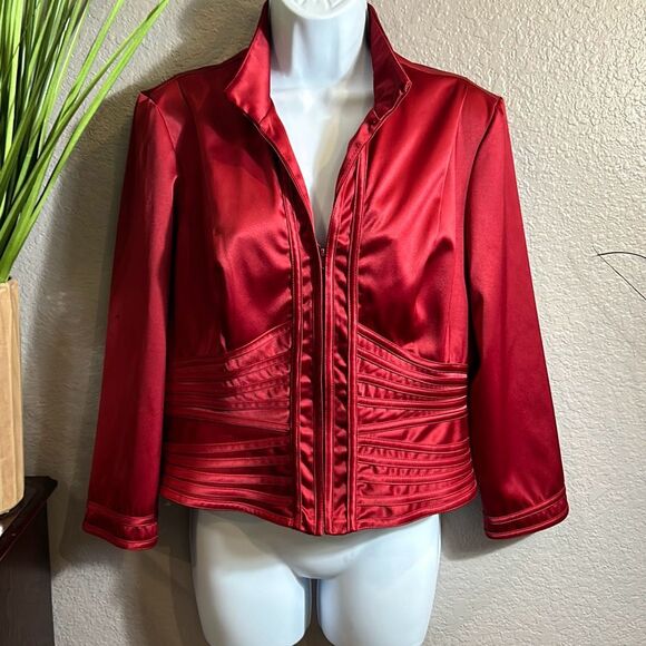 JS Collections | Jackets & Coats | 359 Js Collections Red Satin Fashion ...